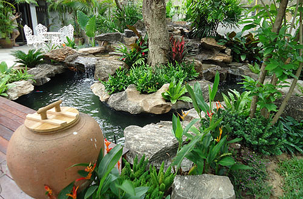 Beautiful Thai-Style Garden Waterfall (and pond) - Thai Garden Design