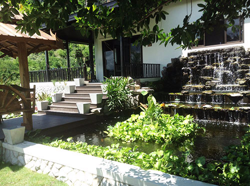 Large Waterwall, Pond and Thai Style Front Garden for Resort Home in ...