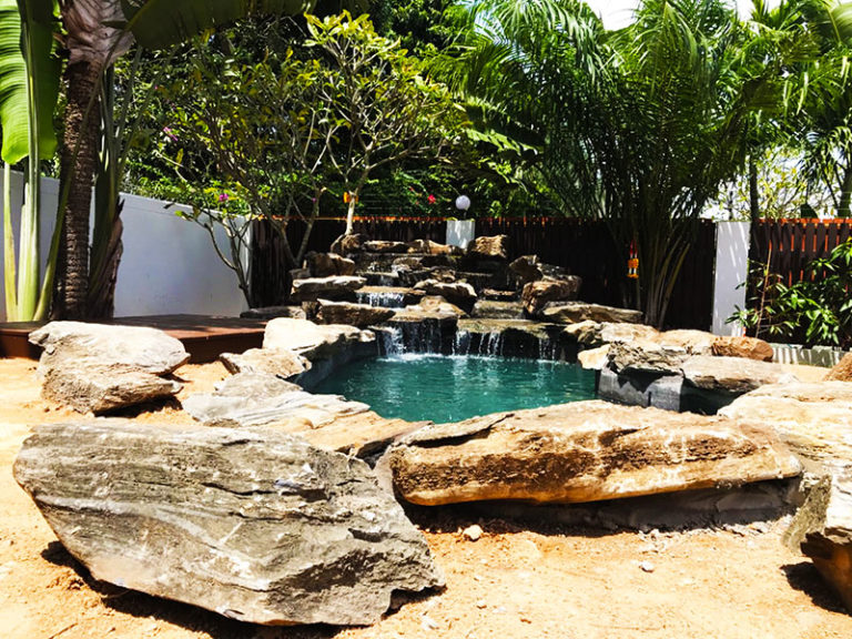Waterfall Pond Construction Thailand - Thai Garden Design