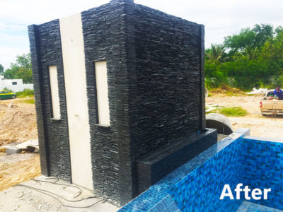 Stacked Slate Water Wall Feature, for Hua Hin Swimming Pool ... -